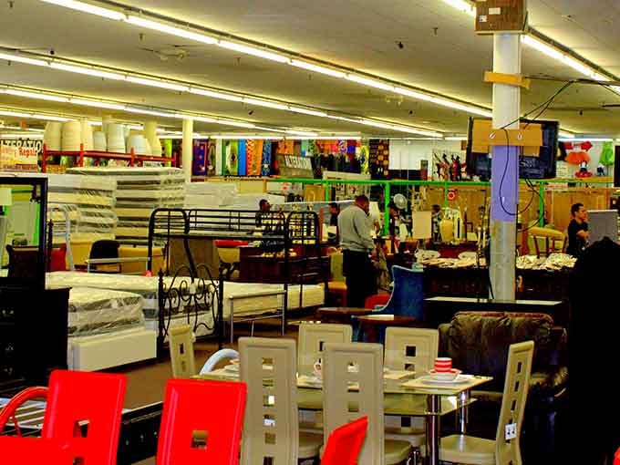 Bright furniture displays and colorful merchandise create a kaleidoscope of shopping opportunities under one welcoming roof.