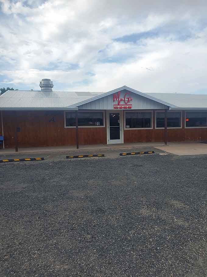 Simple, rustic, and absolutely essential—Mr. G's Pizza and Soda Shop stands proudly against the vast Arizona sky. Small town, big flavors.