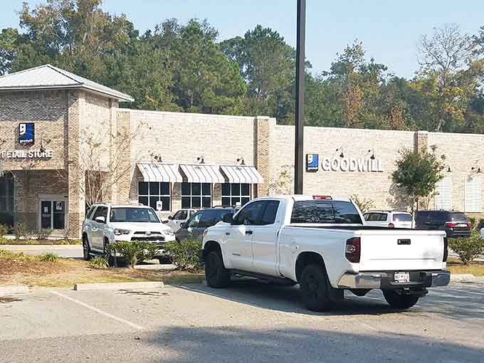 The spacious parking lot hints at what's inside: a massive selection that requires serious shopping time.