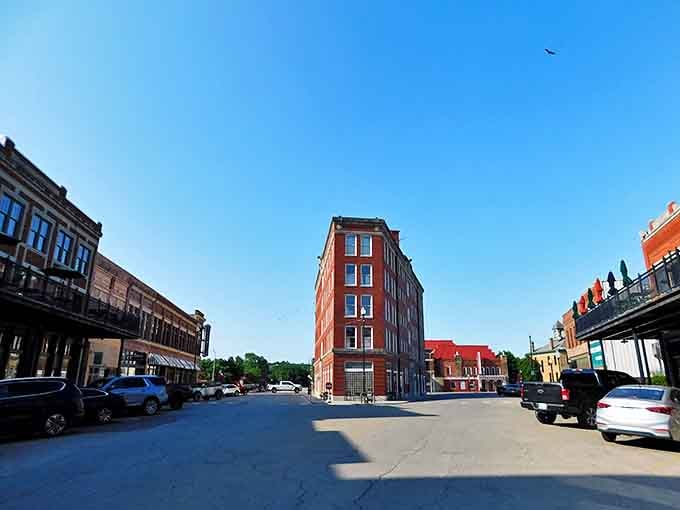 Pawhuska's historic downtown glows in the morning, brick facades catching light like they've done for over a century.