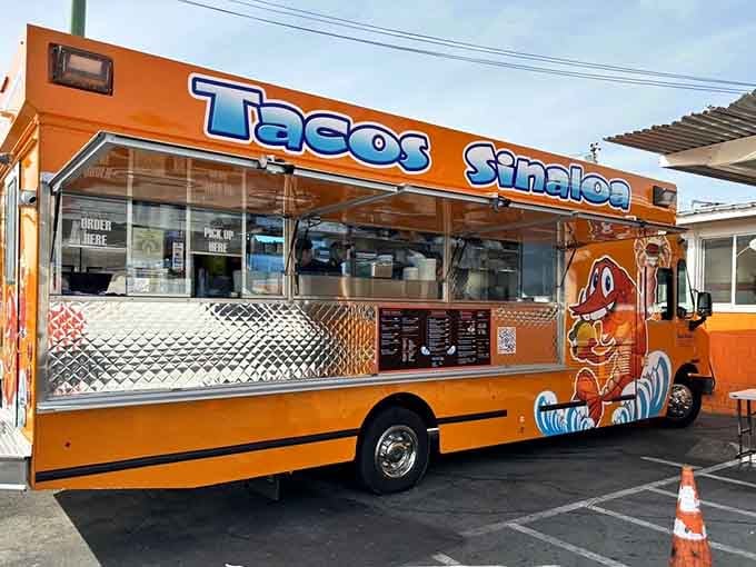 This isn't just a food truck; it's a mariscos paradise on wheels. Tacos Sinaloa's vibrant presence promises seafood that tastes like vacation.