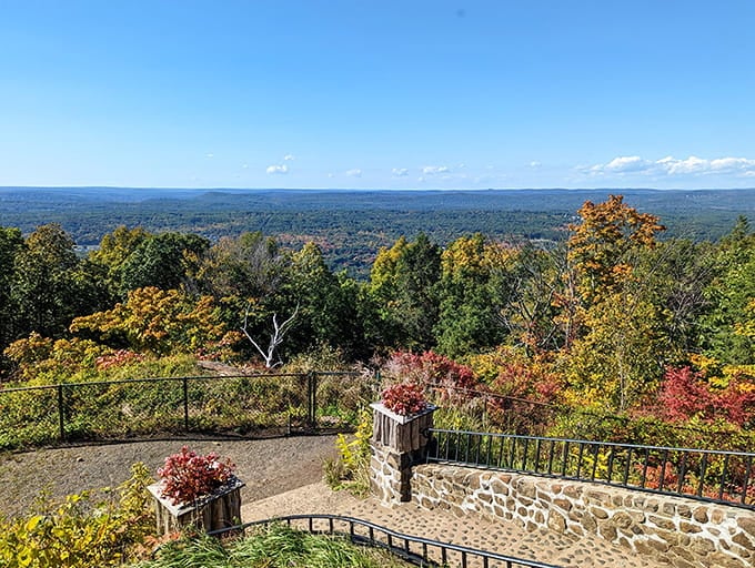 Stone terraces cascade down the hillside offering views that stretch forever, like standing on nature's own balcony seats.