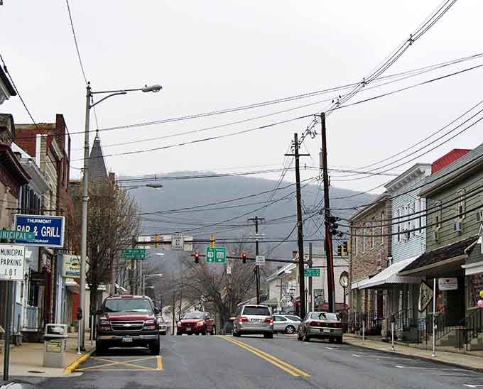 Mountains rise majestically behind Thurmont, creating a dramatic backdrop for this charming small town.