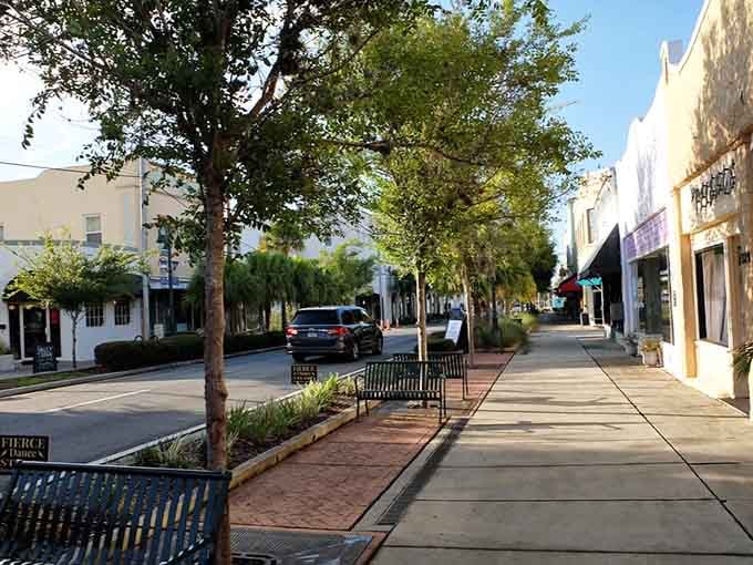 Wide sidewalks and shady trees invite leisurely strolls where you'll actually want to window shop and linger awhile.