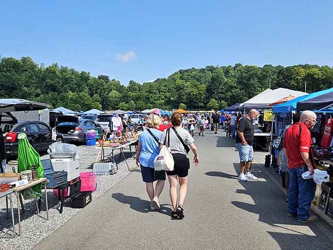 Shoppers stroll leisurely past colorful tents and tables, hunting for that one perfect find they didn't know they needed.