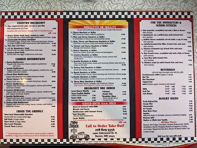 This menu reads like a greatest hits album from the golden age of American comfort food.