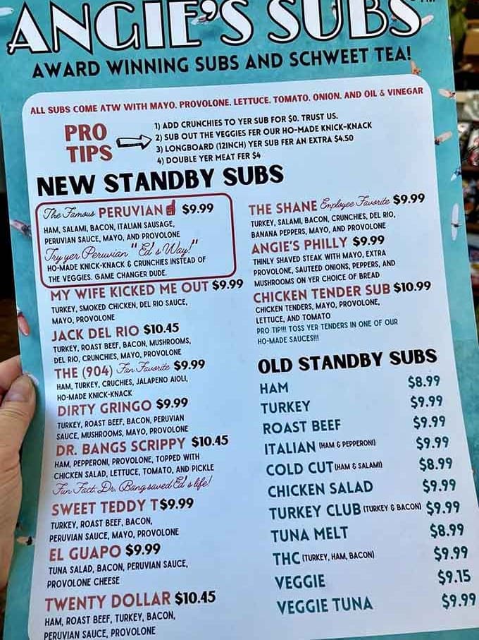 This menu reads like a comedy show met a deli counter and they fell in love.