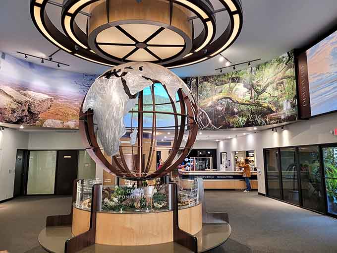 That globe isn't just for show; it's a reminder that the whole world fits inside this museum.