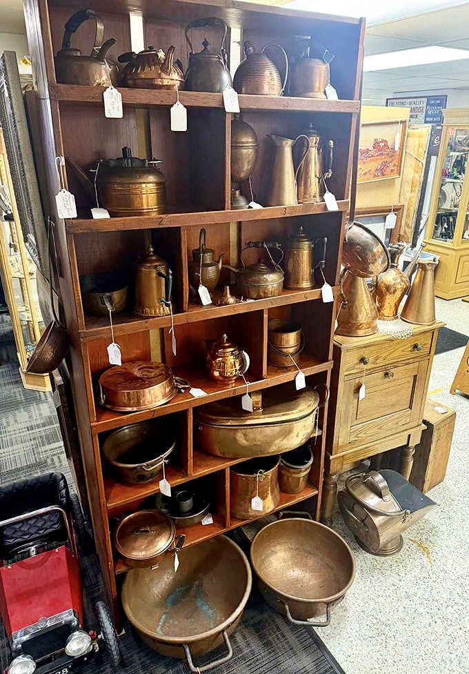Copper and brass kettles gleam with the patina of history&mdash;each one looking ready to serve tea to Teddy Roosevelt or your next dinner party.