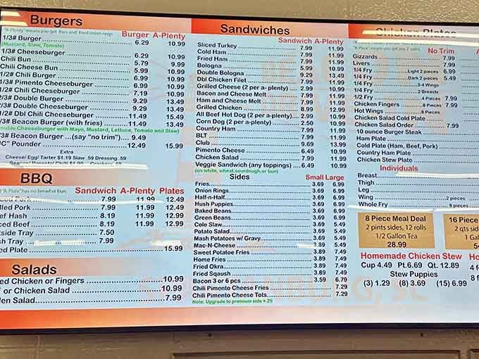 This menu board is basically a choose-your-own-adventure novel, except every ending involves elastic waistbands.