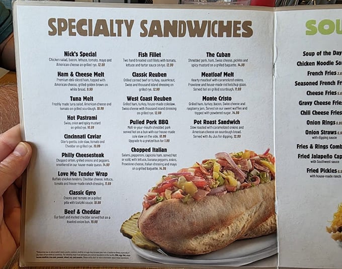 The menu reads like a greatest hits album of comfort food, each item a chart-topping sensation.