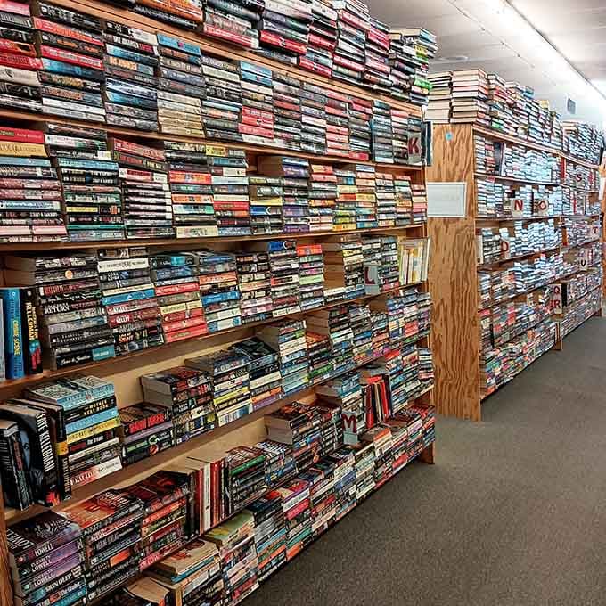 When books stack this high, you know you've found a place that takes reading seriously without taking itself too seriously.