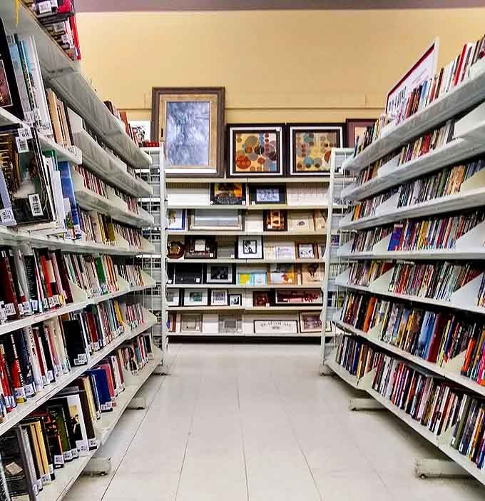 Literary treasures await between these shelves, where forgotten bestsellers and hidden gems share equal billing in this paper time capsule.