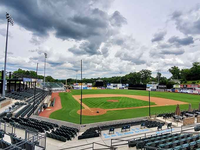 Summer evenings at the ballpark under dramatic skies remind you why baseball is America's perfect pastime.