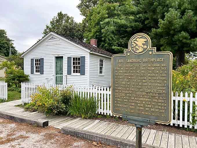 Carl Sandburg's humble birthplace proves greatness can emerge from modest beginnings. The white cottage with picket fence stands as poetry made physical.