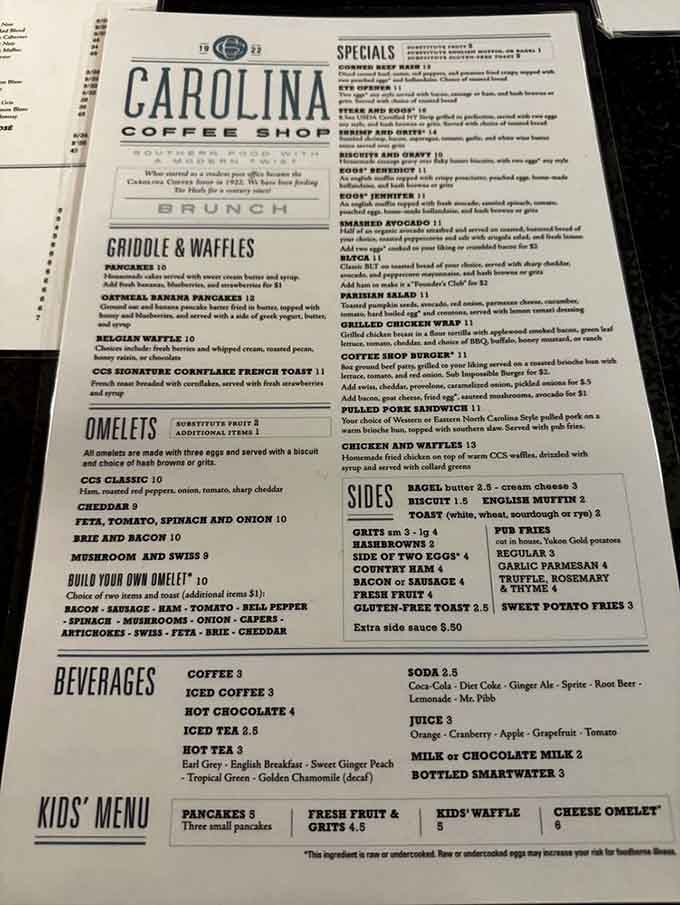 This menu proves that sometimes the best innovations are the ones that never change at all.