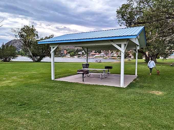 This lakeside shelter isn't just a picnic spot &ndash; it's retirement's perfect metaphor: a comfortable place to sit while surrounded by beauty that doesn't cost a dime.