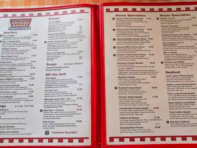 This menu reads like a greatest hits album of American comfort food, and every track is a winner.