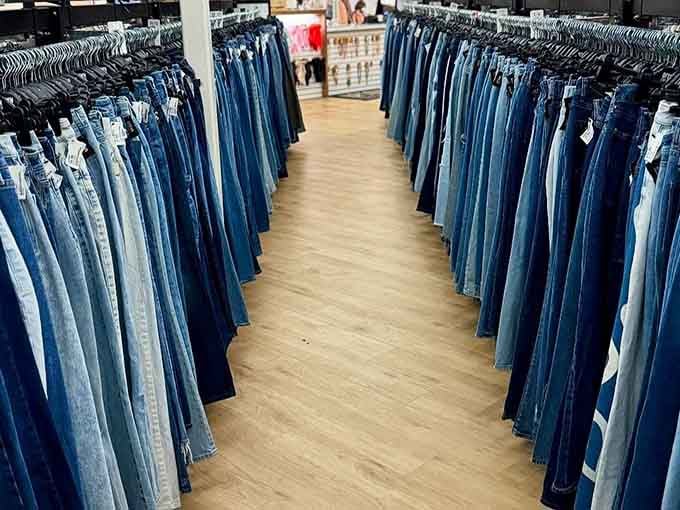 The denim highway stretches as far as the eye can see. Finding your perfect pair here feels like reuniting with a long-lost friend.