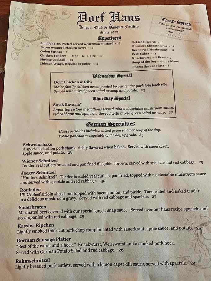 When a menu uses Gothic font, you know they're serious about their sauerbraten and not apologizing for authenticity.