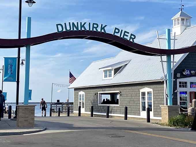 Walking through the Dunkirk Pier entrance feels like stepping into a lakeside vacation you can actually afford year-round.