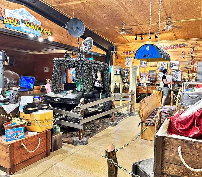 Inside the base camp, expedition gear surrounds you like you've stumbled into a cryptozoologist's dream headquarters.