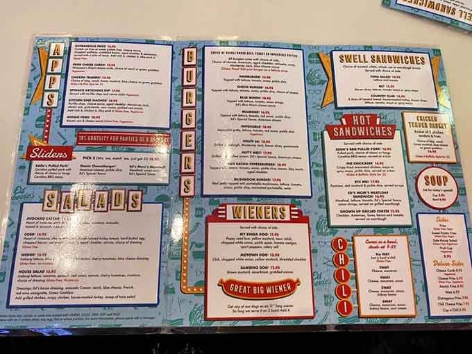 This menu reads like a greatest hits album of American comfort food, minus the track you always skip.