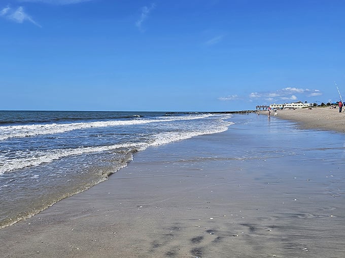 Miles of pristine shoreline where your biggest decision is which direction to walk first, if you walk at all.