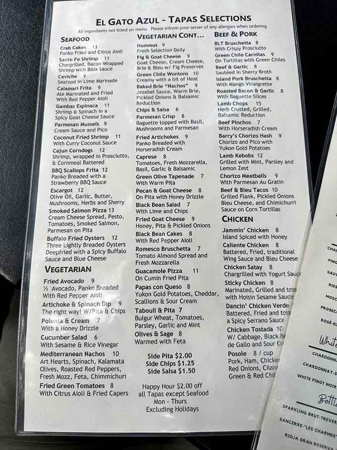 This menu reads like a love letter to Mediterranean cuisine, with enough variety to satisfy every craving imaginable.