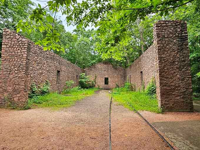 The old engine house ruins stand like a stone cathedral where industry once met geology head-on.