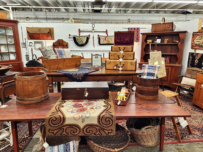 Wooden furniture with stories etched into every scratch, waiting patiently for someone to appreciate their history.