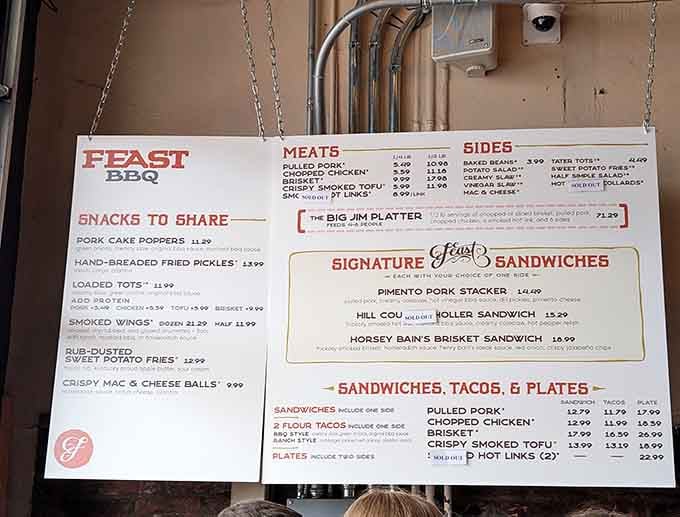 When a menu hangs from chains, you know they're not messing around about their barbecue credentials here.