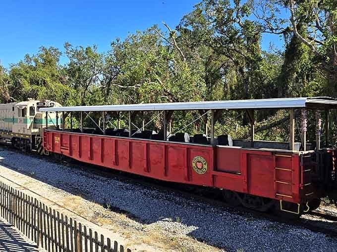 The open-air car lets you feel the breeze and pretend you're in an old Western, minus the bandits and tumbleweeds.