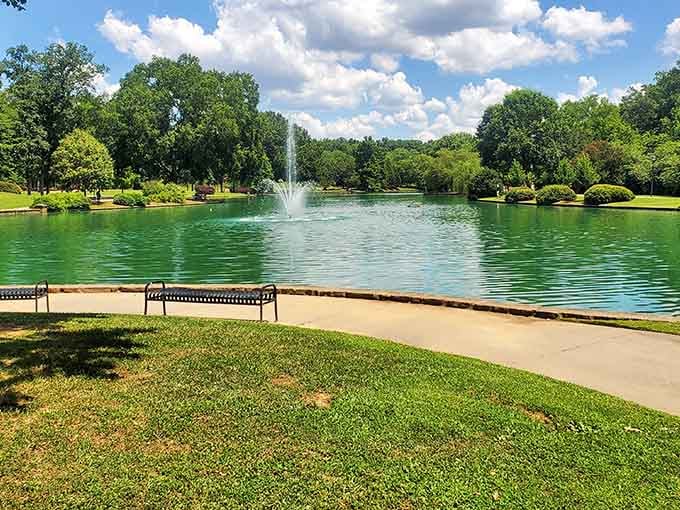 Seven acres of pure serenity with a fountain that's basically showing off, and honestly, we're here for it.