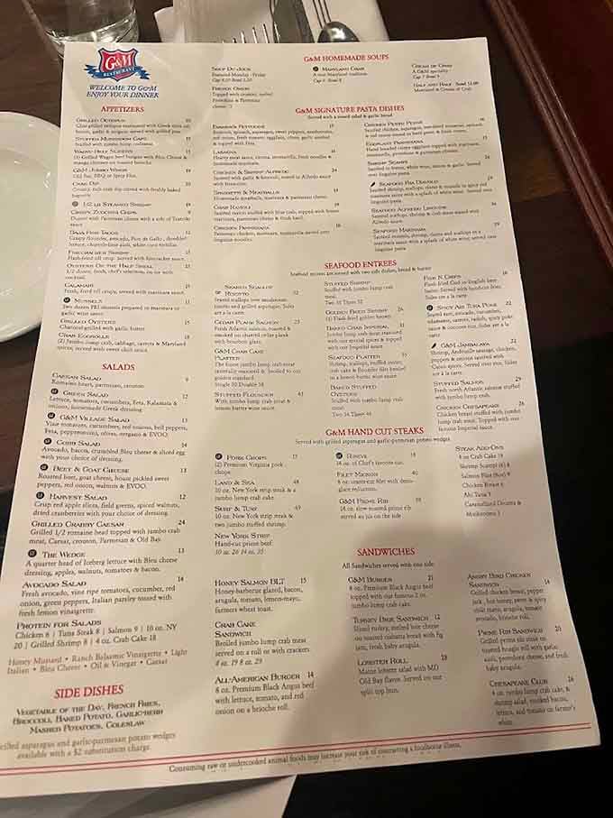 This menu reads like a love letter to the Chesapeake Bay, with options for every appetite.