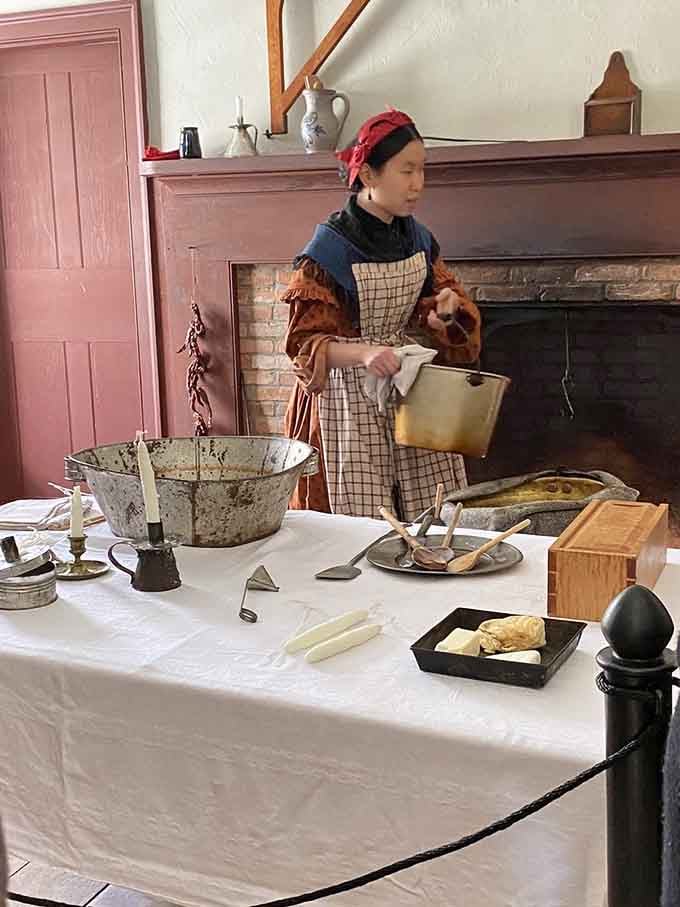Period-dressed interpreters demonstrate candle-making techniques that would make Martha Stewart reach for her smartphone in defeat.