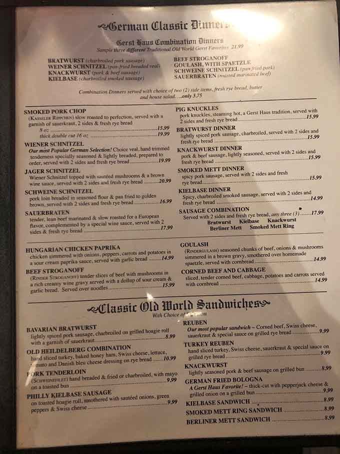 This menu reads like a greatest hits album of German cuisine, and every track is a certified banger.