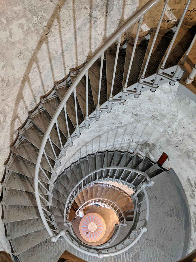 This hypnotic spiral staircase proves that 135 steps can be both beautiful and slightly terrifying from this perspective.