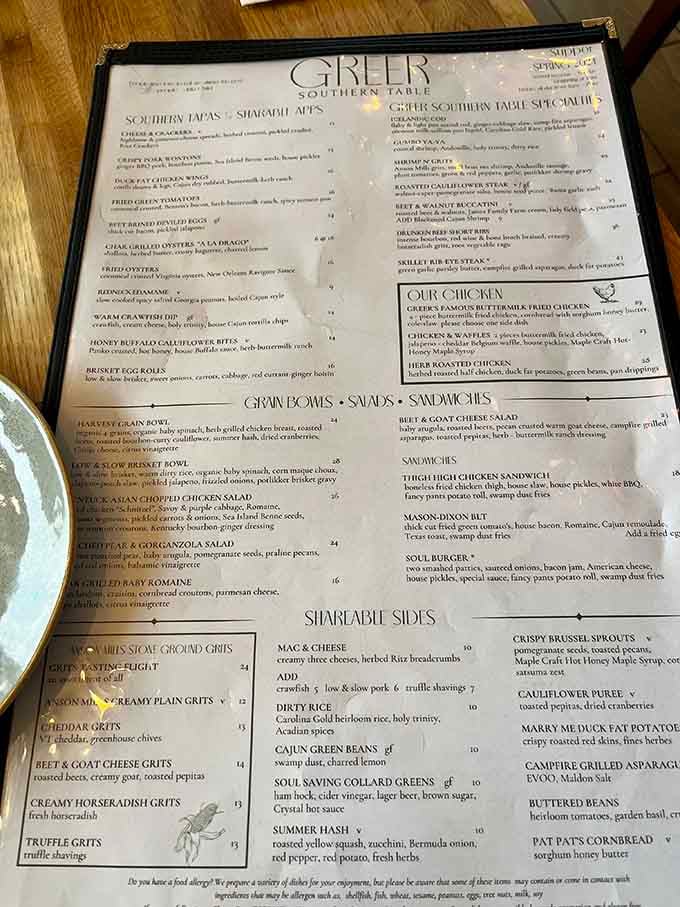 A menu that reads like a love letter to Southern cuisine, with options that'll make choosing impossibly difficult.