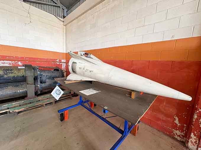 The nose cone of a missile that could fly Mach 3. Your morning commute suddenly feels less impressive, doesn't it?