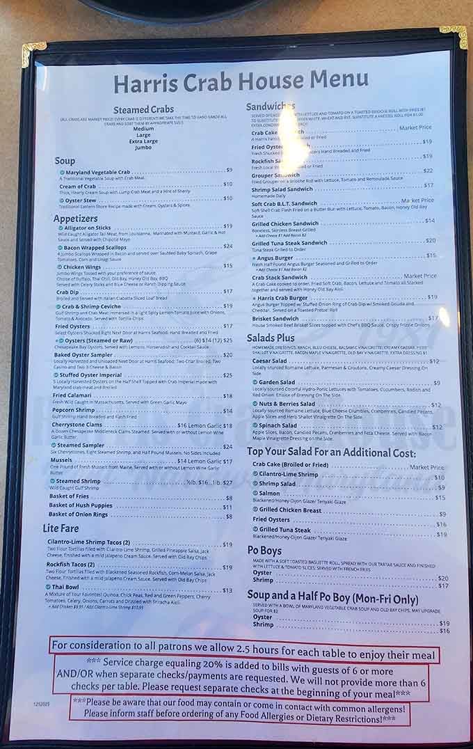 This menu reads like a love letter to the Chesapeake Bay, and every item deserves your attention.