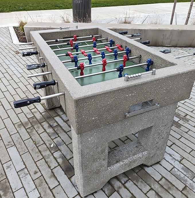 Concrete foosball tables built to outlast your grandkids' grandkids, because some rivalries deserve permanent venues.