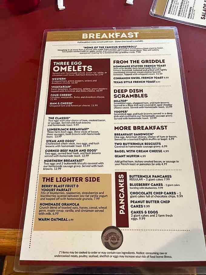 This menu reads like a greatest hits album of breakfast classics, with legendary sweetrolls stealing the show.