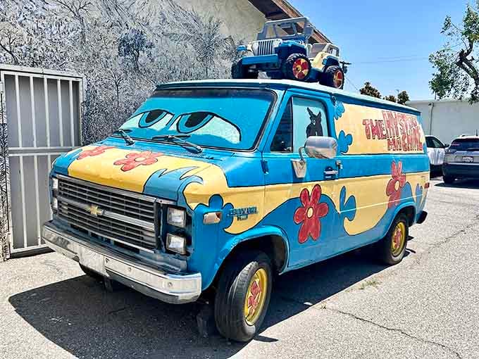 Someone turned a van into a rolling tribute to flower power and french fries, and honestly, we're here for it.