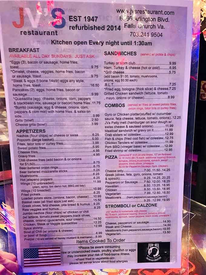 A menu this extensive means you'll need multiple visits, which is exactly what JV's has been counting on.