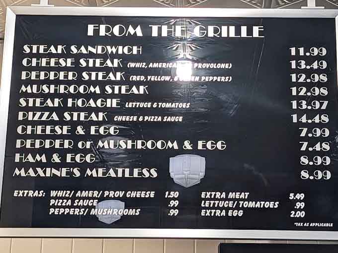 The menu speaks plainly because great cheesesteaks don't need fancy descriptions, just honest ingredients and skilled hands.