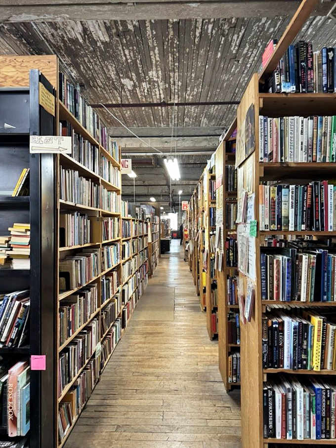 These endless aisles stretch like literary canyons, each turn revealing new treasures waiting to be discovered by curious minds.