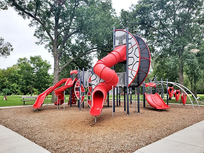 Kids know what's good! This vibrant playground at Kelly Lane Park proves that sometimes the best entertainment doesn't require a screen or batteries.