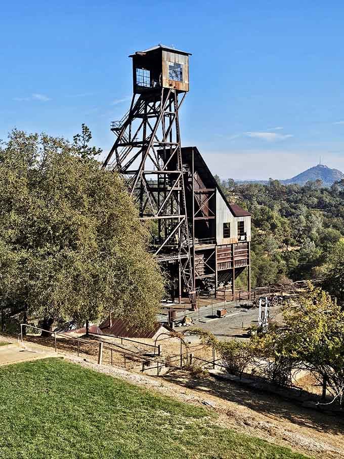 The Kennedy Mine's towering headframe stands as a monument to human ingenuity and determination. At nearly 6,000 feet deep, it was once among the world's deepest gold mines.