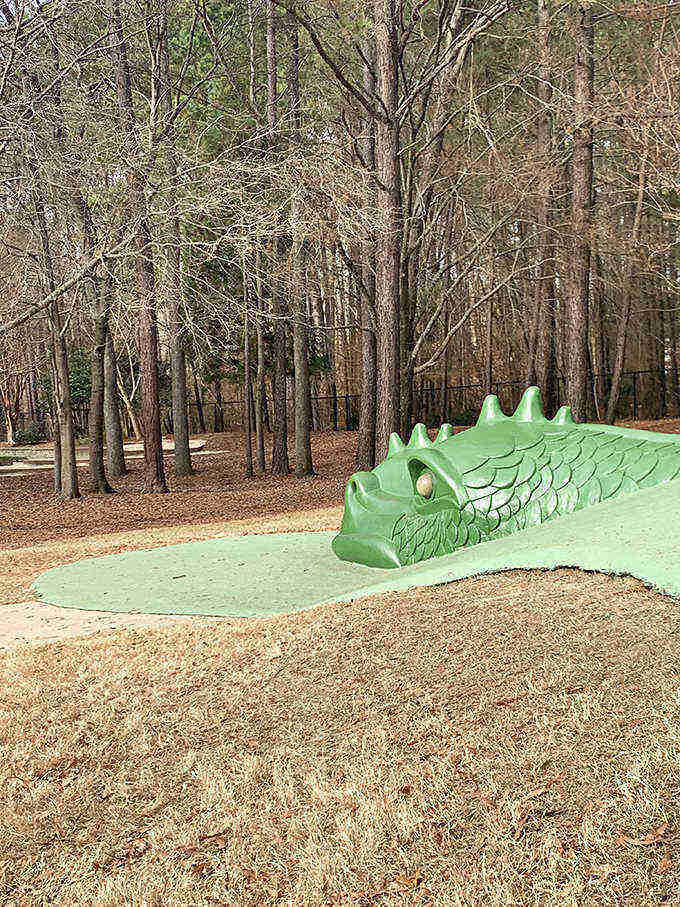 Fall transforms the playground into a postcard-perfect scene, proving nature provides the best backdrop for family adventures and laughter.